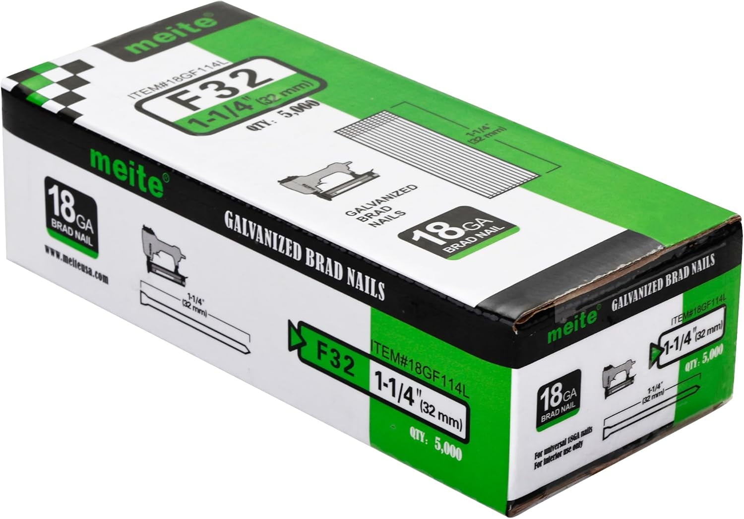 18 Gauge Brad Nails, 1-1/4-Inch 18GA Brad Nails, Galvanized Nail Gun ...