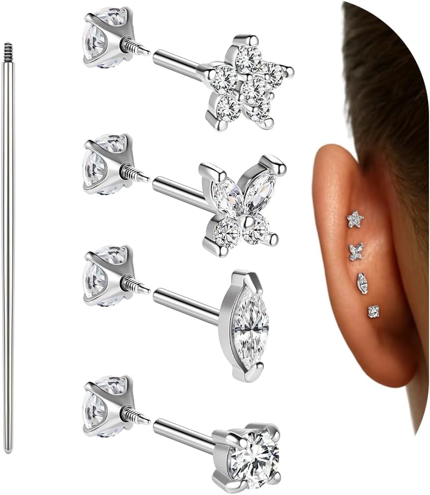 18 Gauge Flat Back Stud Earrings Hypoallergenic Surgical Stainless ...