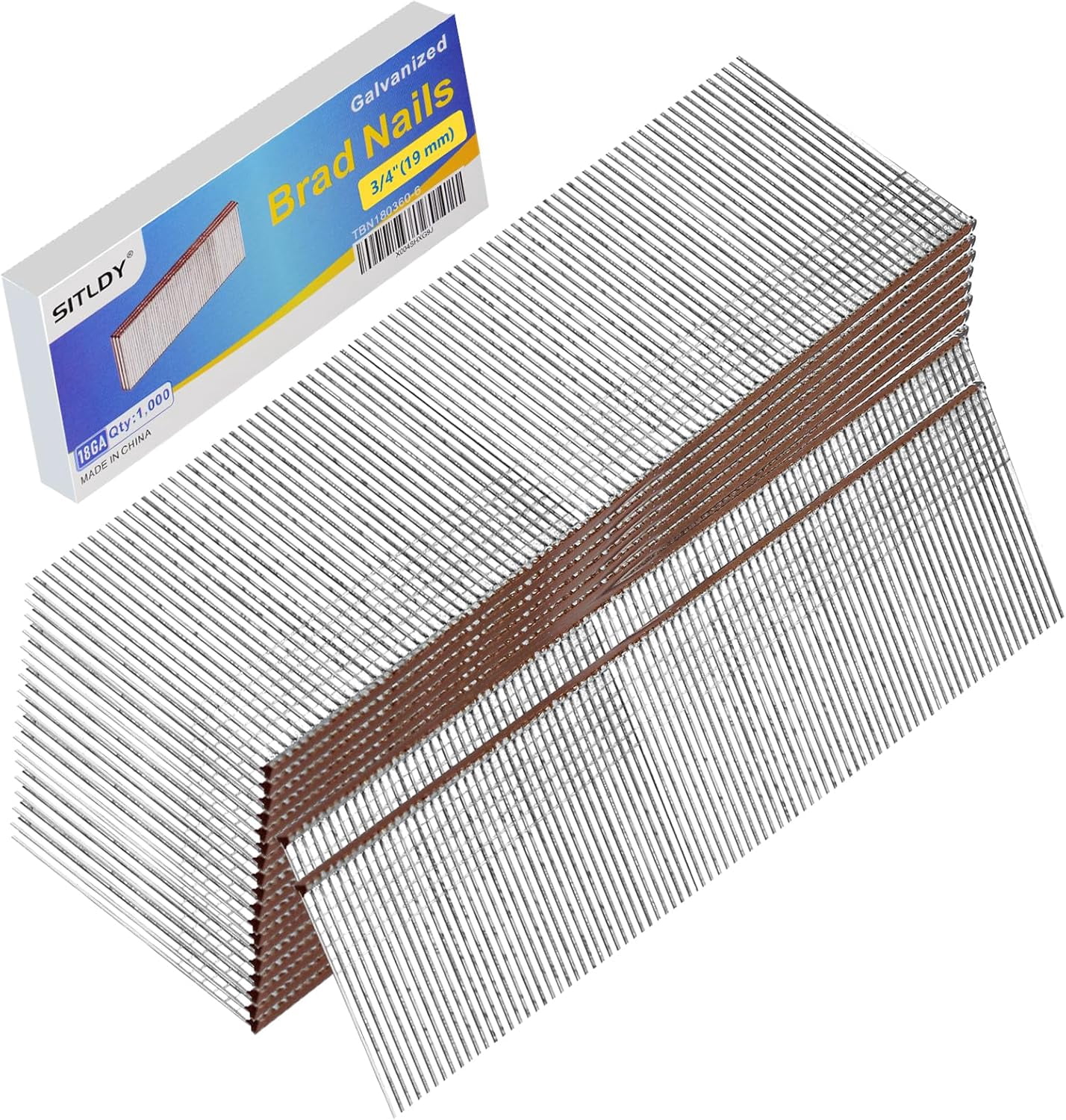 18 Gauge Galvanized Brad Nails, Brown T-head 3/4- Inch 1000-Pack, Small ...