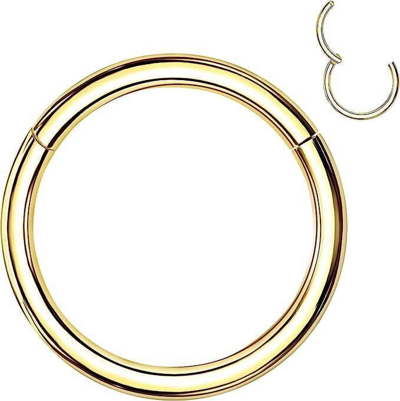 18 Gauge Hinged Nose Ring Septum Clicker Cartilage 14k Yellow Gold ...