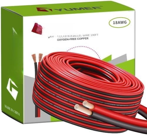 18 Gauge Wire 100 , 18/2 AWG Red Black Low Pure Copper Wire, 18AWG 2 ...