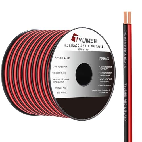 18 Gauge Wire 100FT, 18/2 AWG Red Black Hookup Electrical Wire LED ...