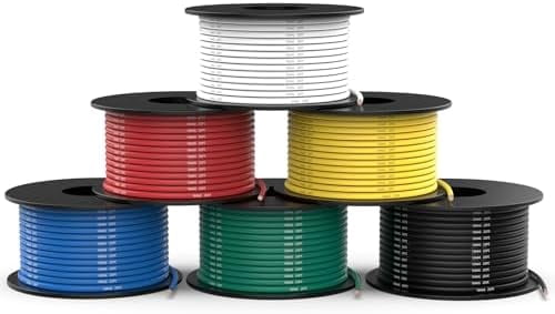 18 Gauge Wire 90ft, 18 AWG Wire 6 Colors 15ft Each Spool, Flexible ...