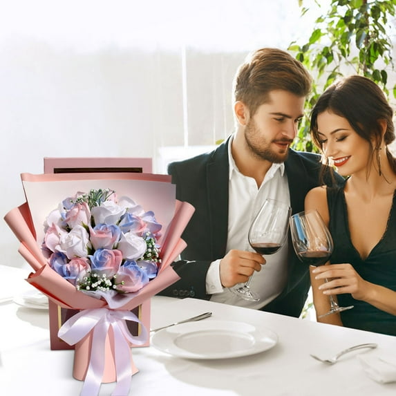 18 Gradient Color Crushed Ice Soap Flower Bouquet, Finished Luxury ...