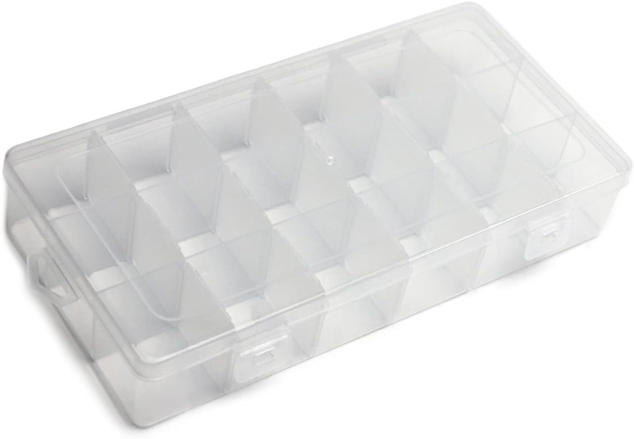 18 Grids Clear White PP Component Storage Box Container with Removable ...