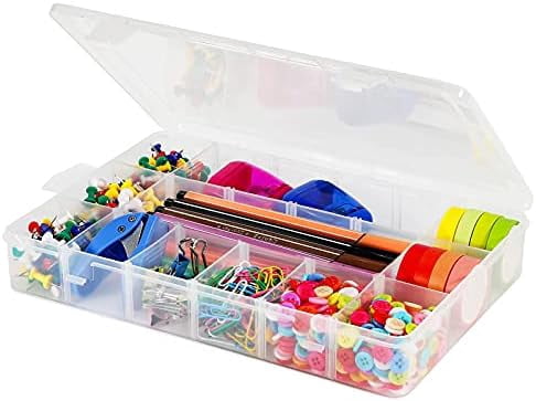 18 Grids Plastic Organizer Box with Dividers, Clear Compartment ...