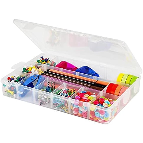18 Grids Plastic Organizer Box with Dividers, Clear Compartment ...
