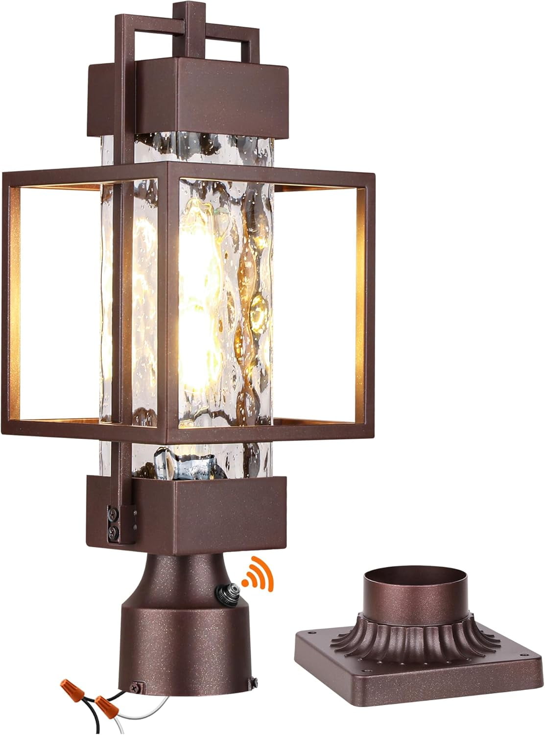 18" H Dusk to Dawn Outdoor Post Light Fixture Hardwired 120V ...