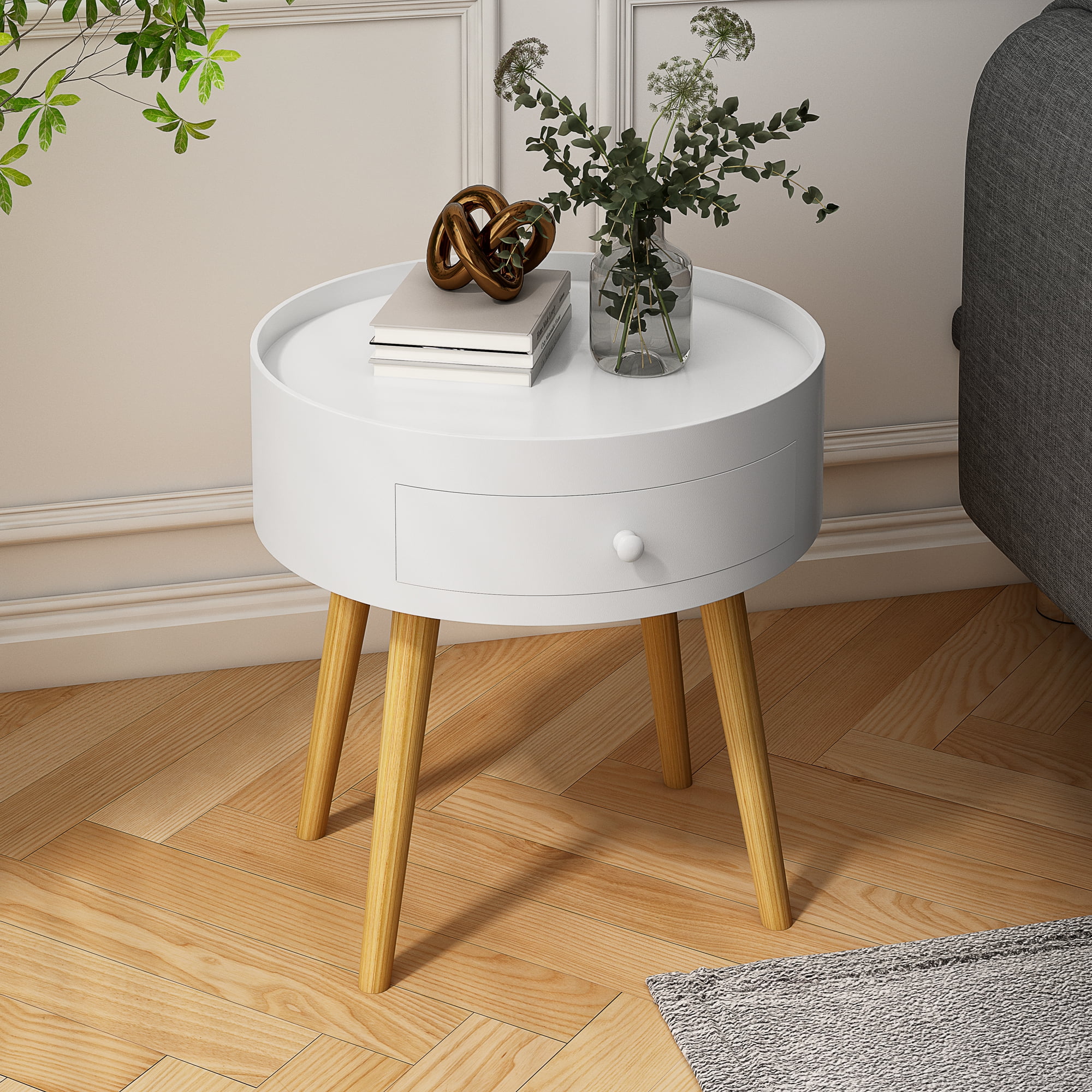 18"H Storage Drawer Bedside Table Bedside Table Sofa Side Coffee Table ...