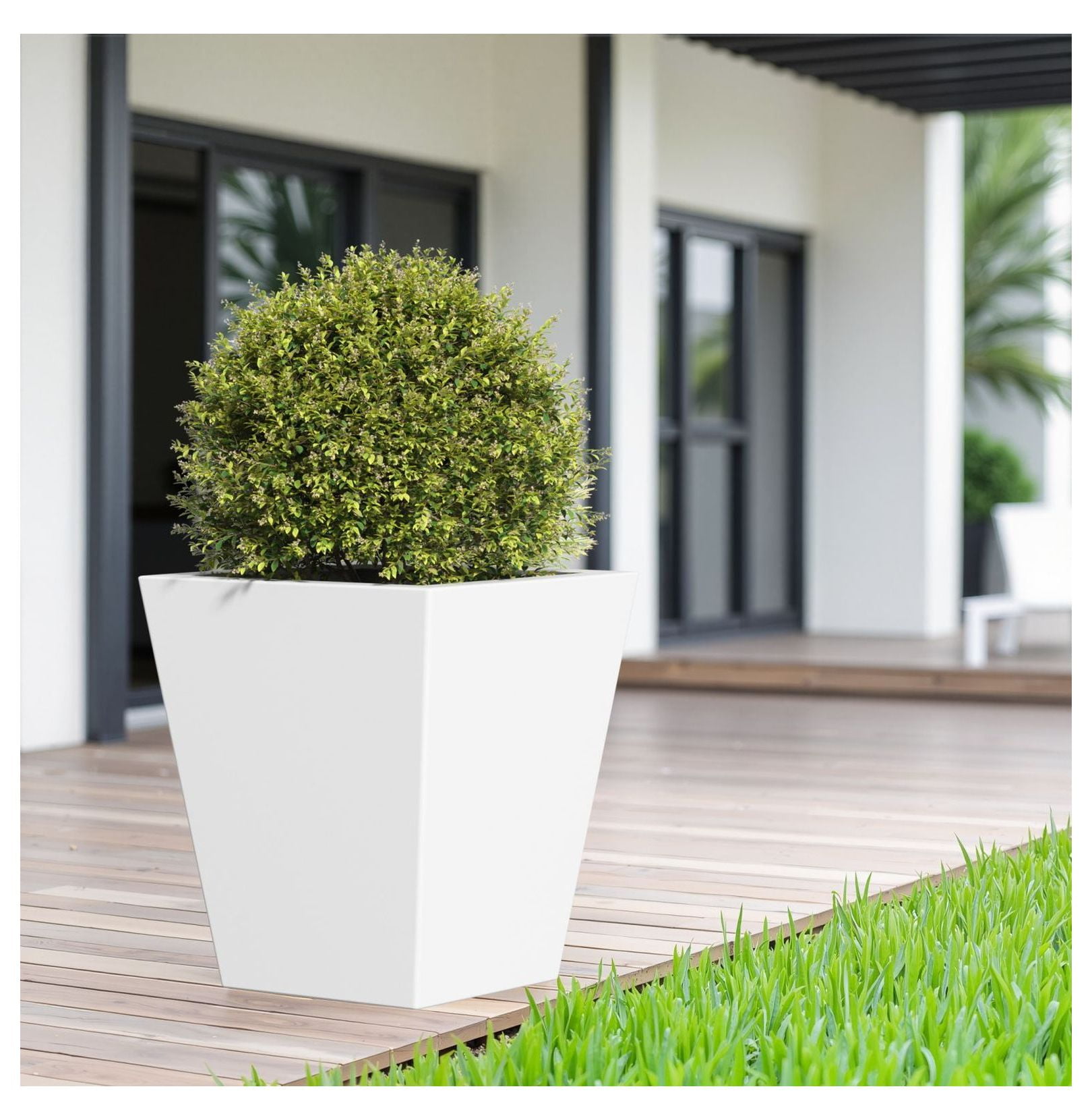 18" H Tall Mental Tapered Planter – Large Outdoor & Indoor Garden Plant ...