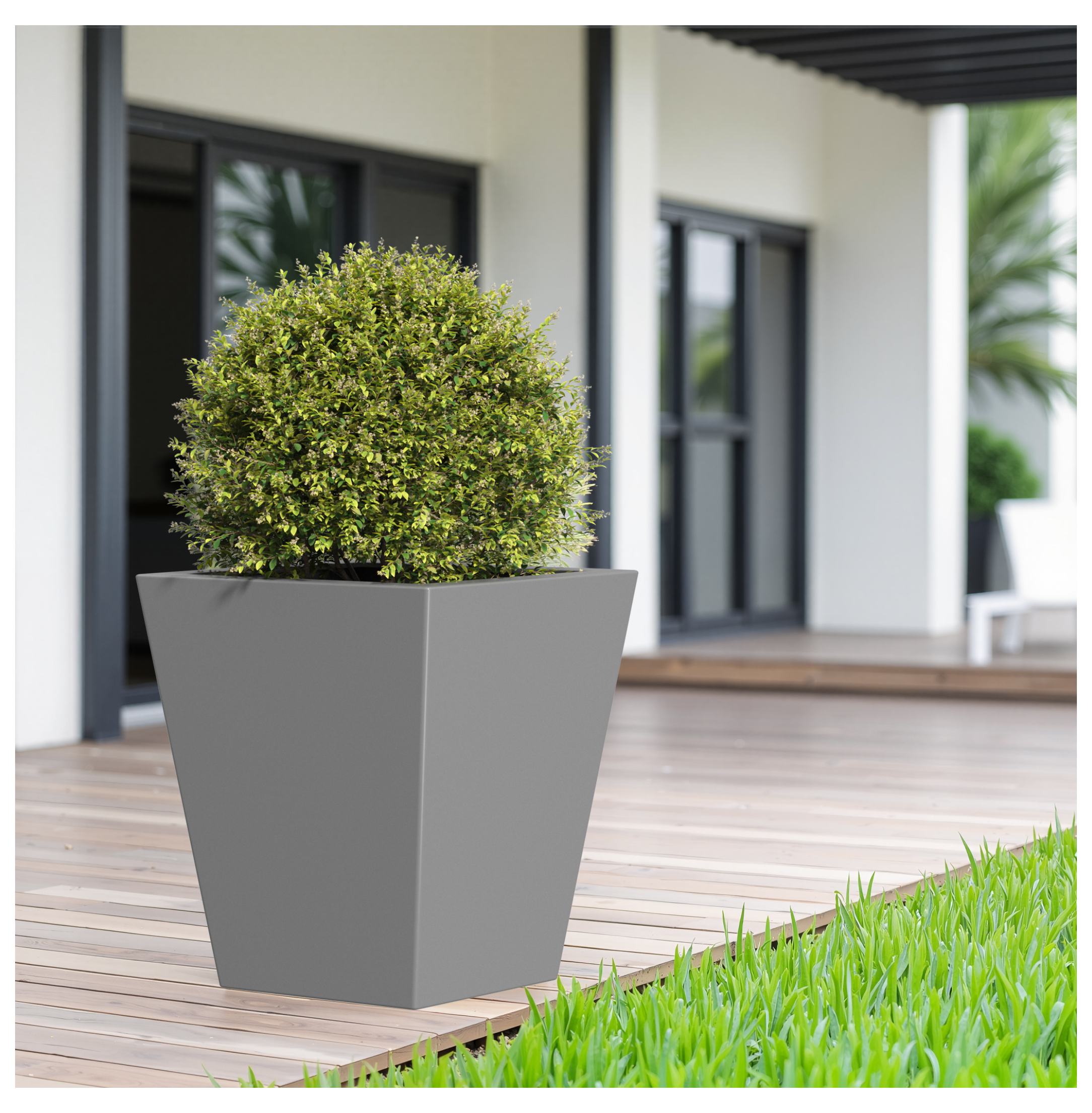 18" H Tall Metal Tapered Planter – Large Outdoor & Indoor Garden Plant ...