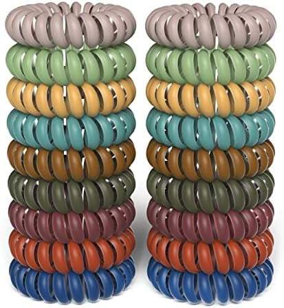 18 Hair Elastics, No Crease Spiral Hair Ties Hair Bands Matte Color ...