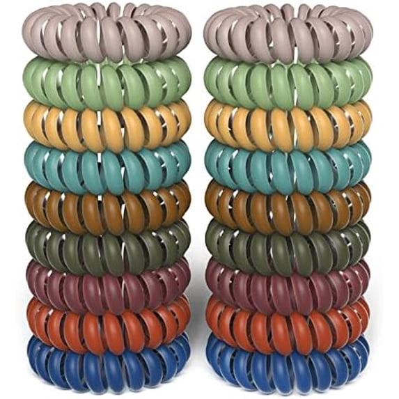 18 Hair Elastics, No Crease Spiral Hair Ties Hair Bands Matte Color ...