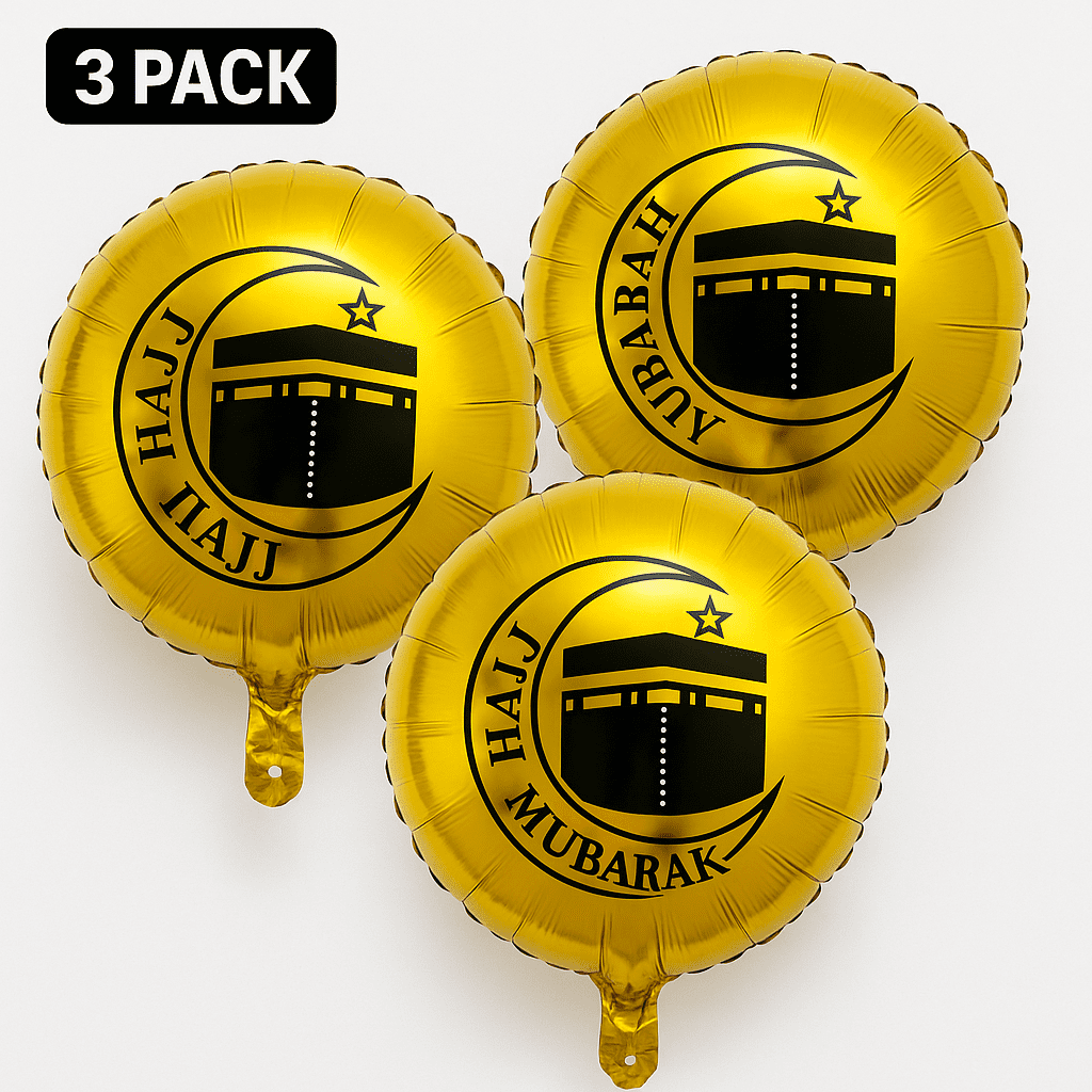 Hajj Mubarak Gold Foil Balloons 3 Pack Islamic Celebration Party Decor ...