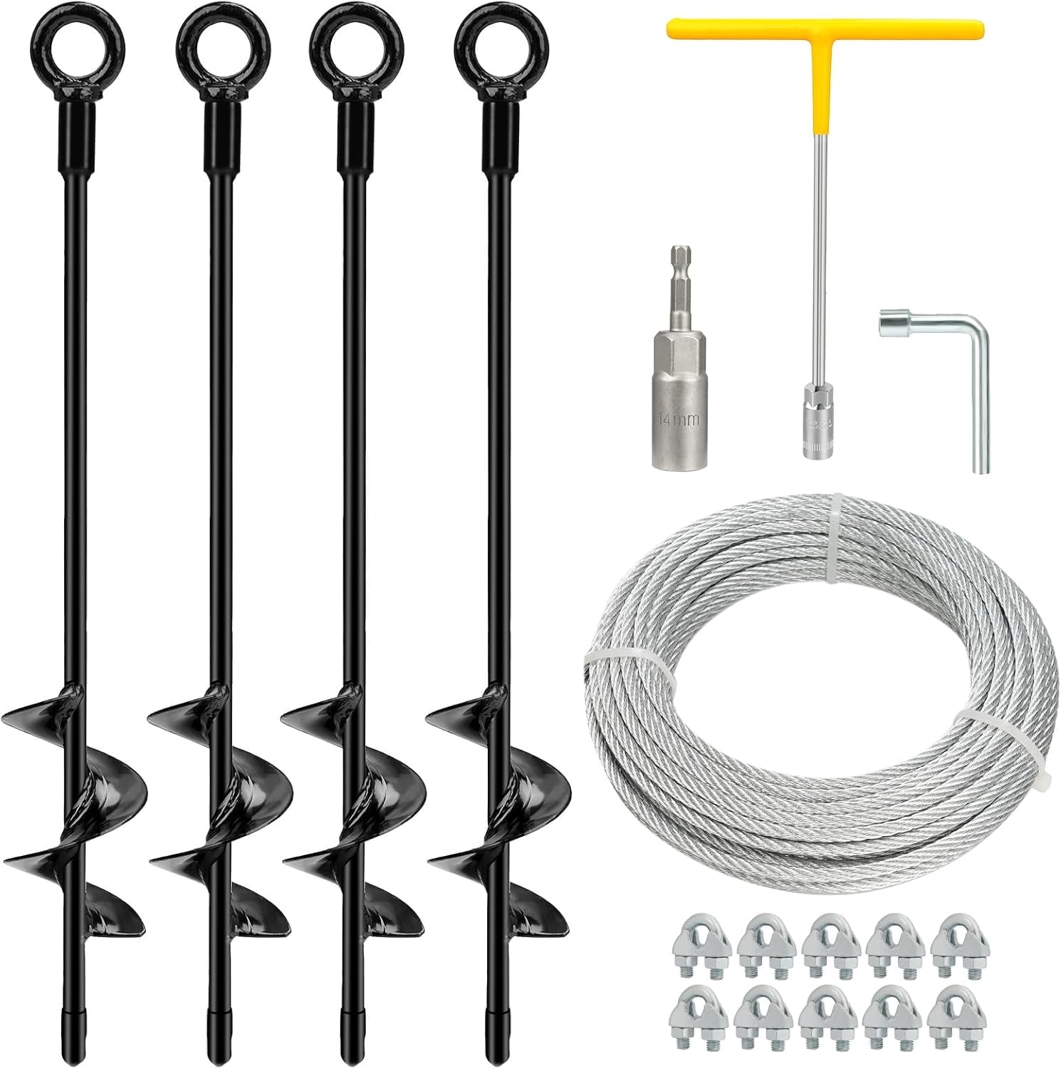 18" Heavy Duty Ground Anchors Shed Anchor Kit with 3/16" Galvanized ...