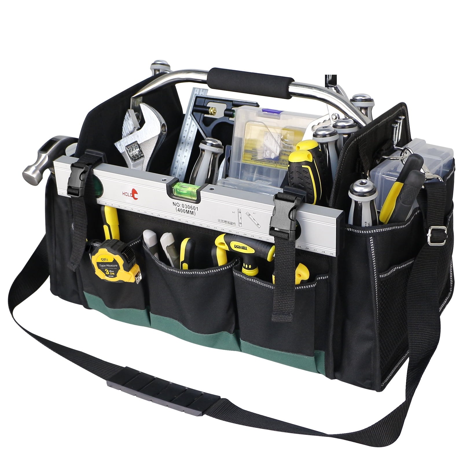 18" Heavy Duty Tool Bag, Open Top Tool Tote for Electricians, 30 ...