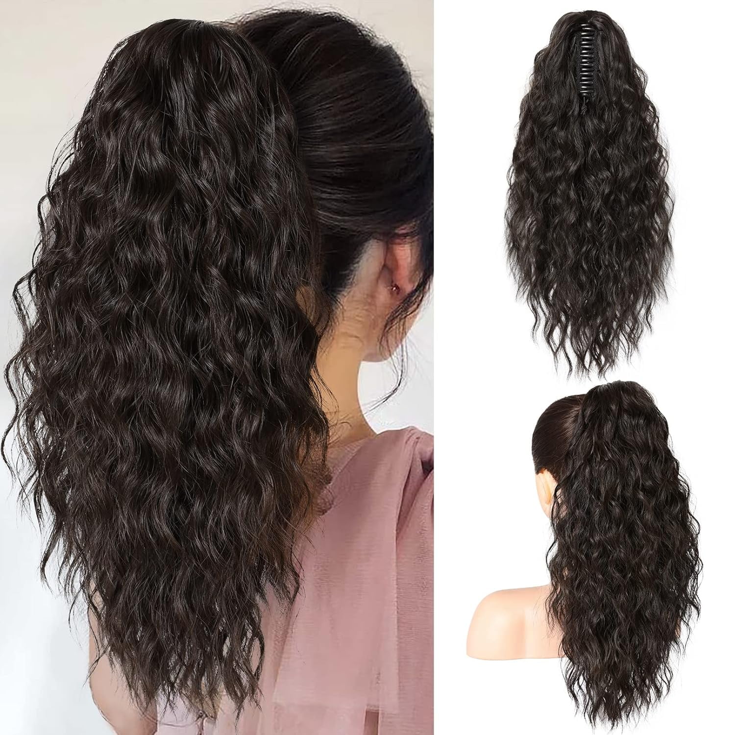 18" Highlight Ponytail Extension, PT002 Tia Claw Long Multi Layered ...