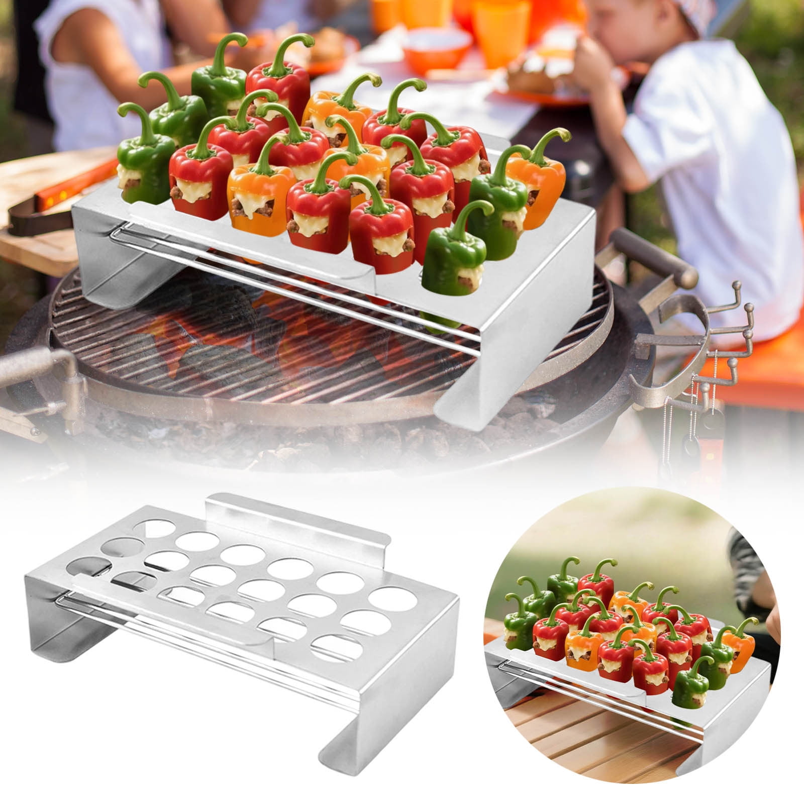 18 Hole Pepper Grill Rack Stainless Steel Jalapeno Pepper Roasting Rack ...