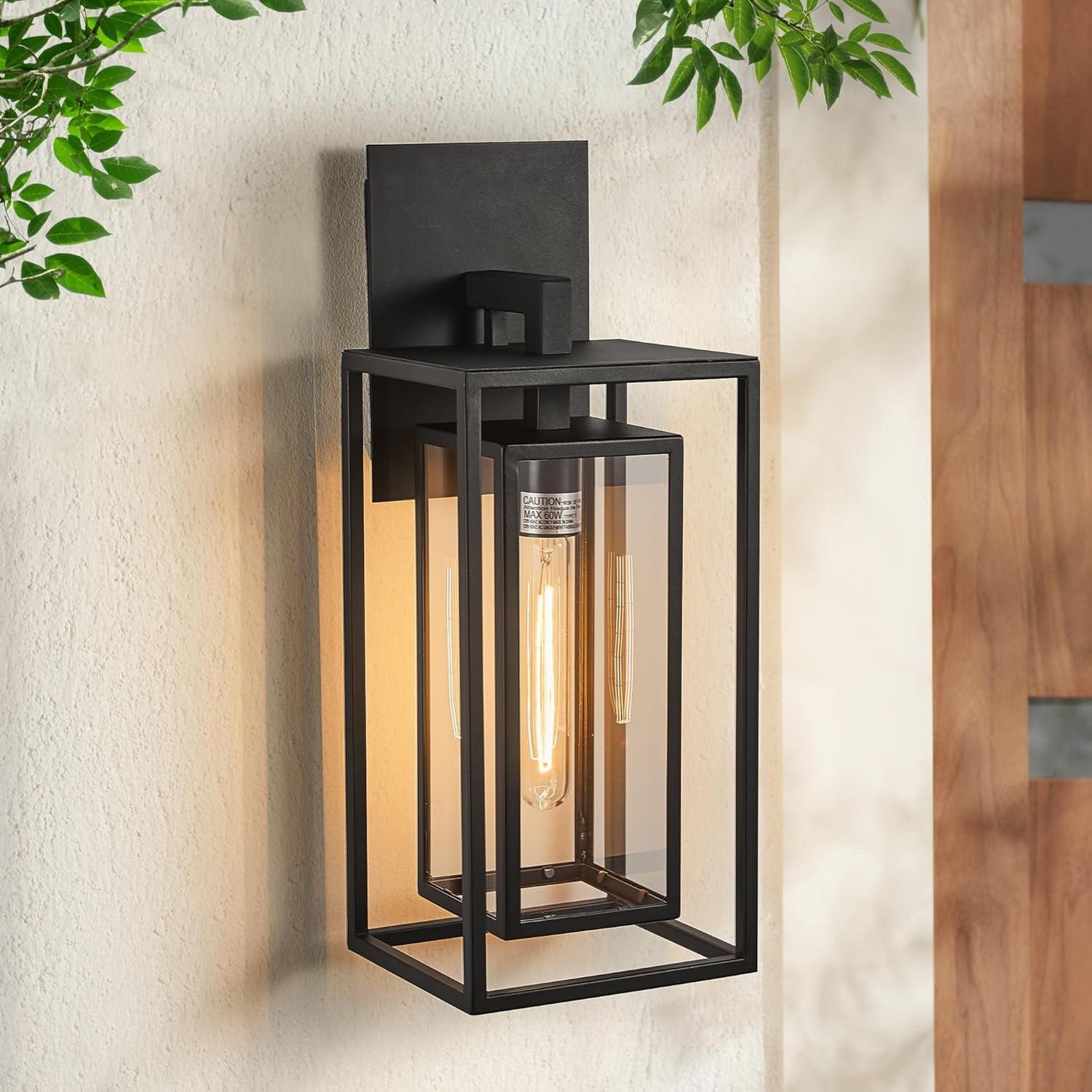 18"Ht Modern Industrial Outdoor Wall Light Fixture with Textured Black ...