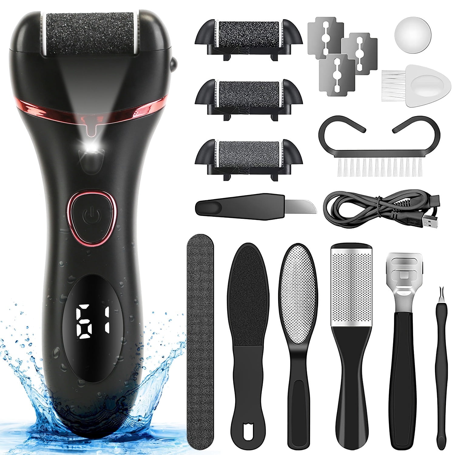 18 In 1 Electric Callus Remover for Feet TeqHome USB Rechargeable Hard ...