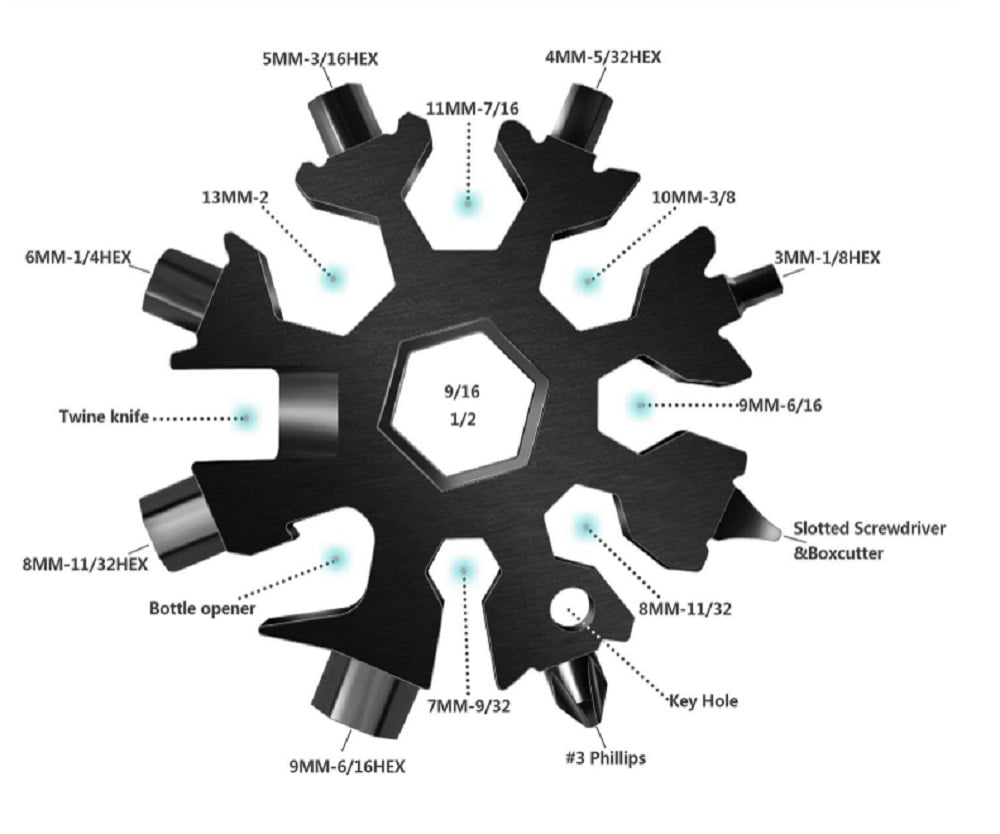 18-In-1 Snowflake Multi-Tool – Versatile Stainless Steel Tool with ...