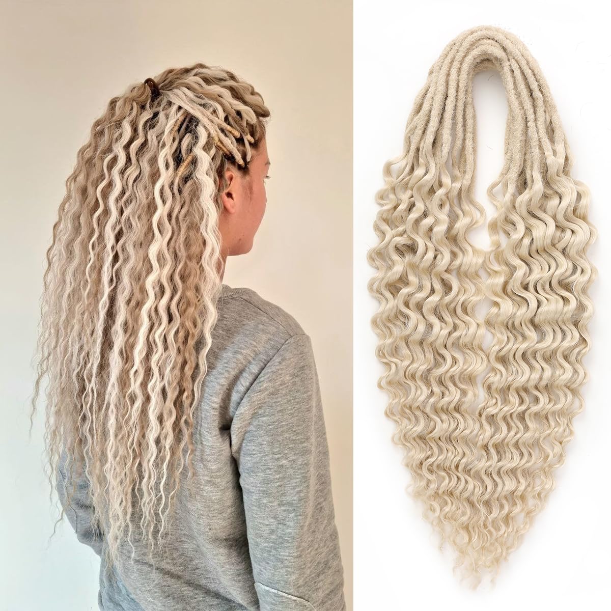 18 Inch 10 Strands Double Ended Wavy Dreadlock Extensions 0.6 cm ...