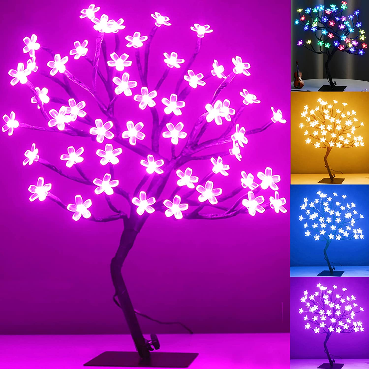 18 Inch 48 LED RGB Cherry Blossom Tree Light with Remote - 16 Color ...