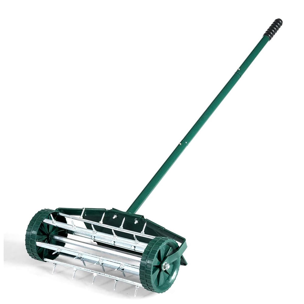 18 Inch Aerator Lawn Tool, Rolling Lawn Aerator with Fender, Tine ...
