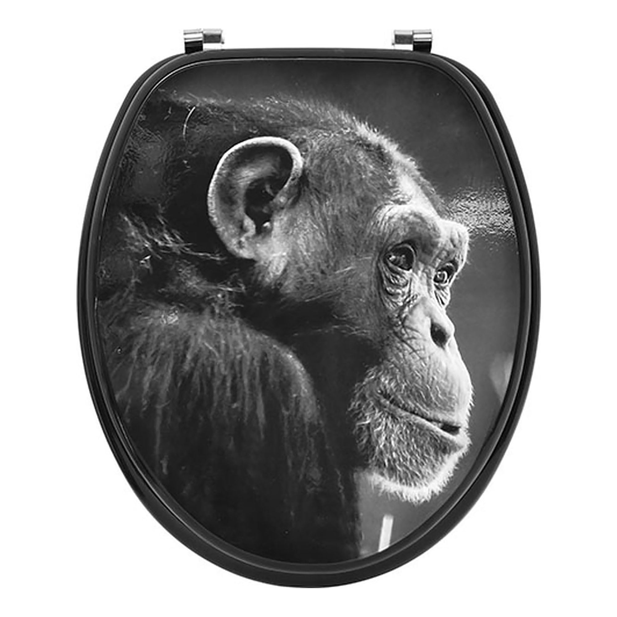 18-Inch Black Elongated Toilet Seat With Chimpanzee Print - Walmart.com