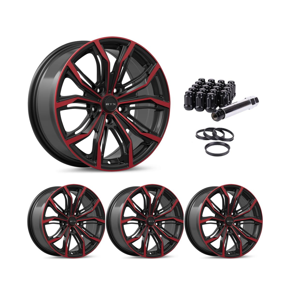 18 Inch Black Red Rims (Set of 4) for 1999-2005 Chevrolet Venture, RTX ...