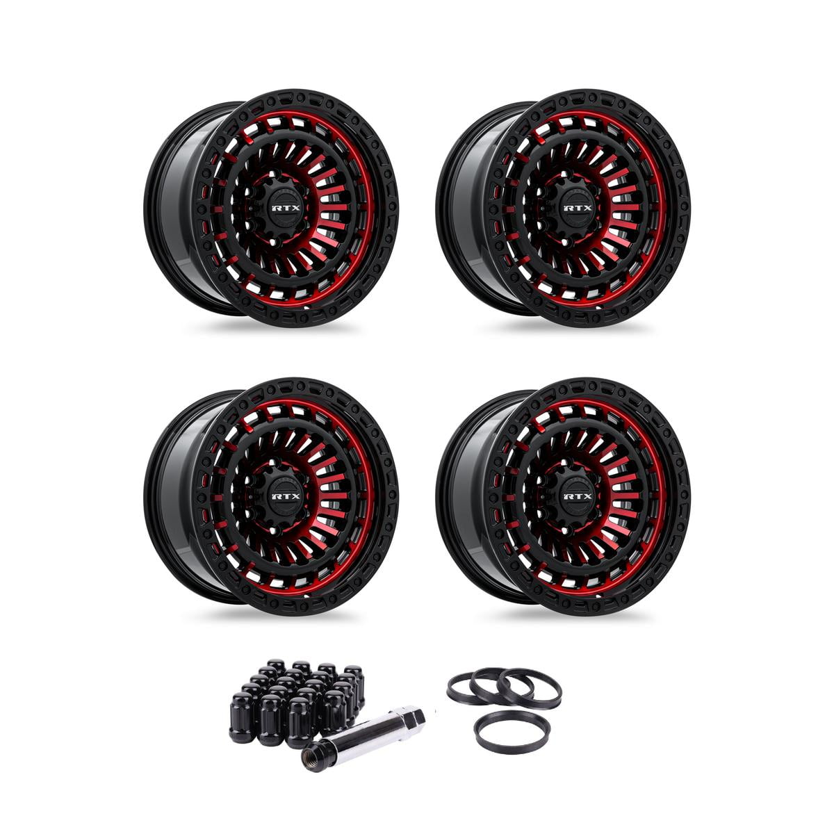 18 Inch Black Red Rims (Set of 4) for 2020-2023 Nissan Titan XD, RTX ...