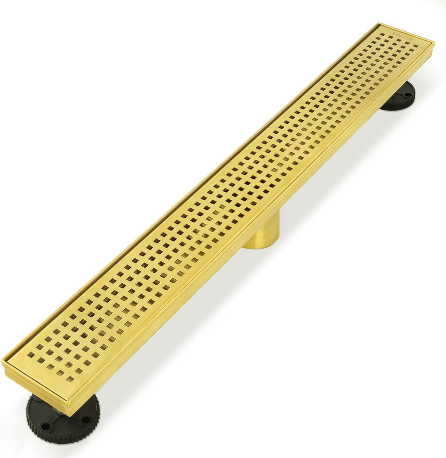 18-Inch Brushed Brass Linear Shower Drain with Removable Quadrato ...