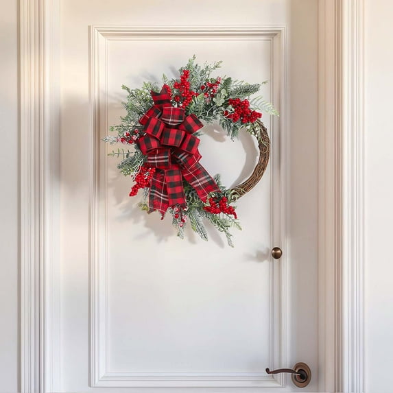18 Inch Christmas Wreath, Artificial Flower Holiday Wreath, Front Door ...