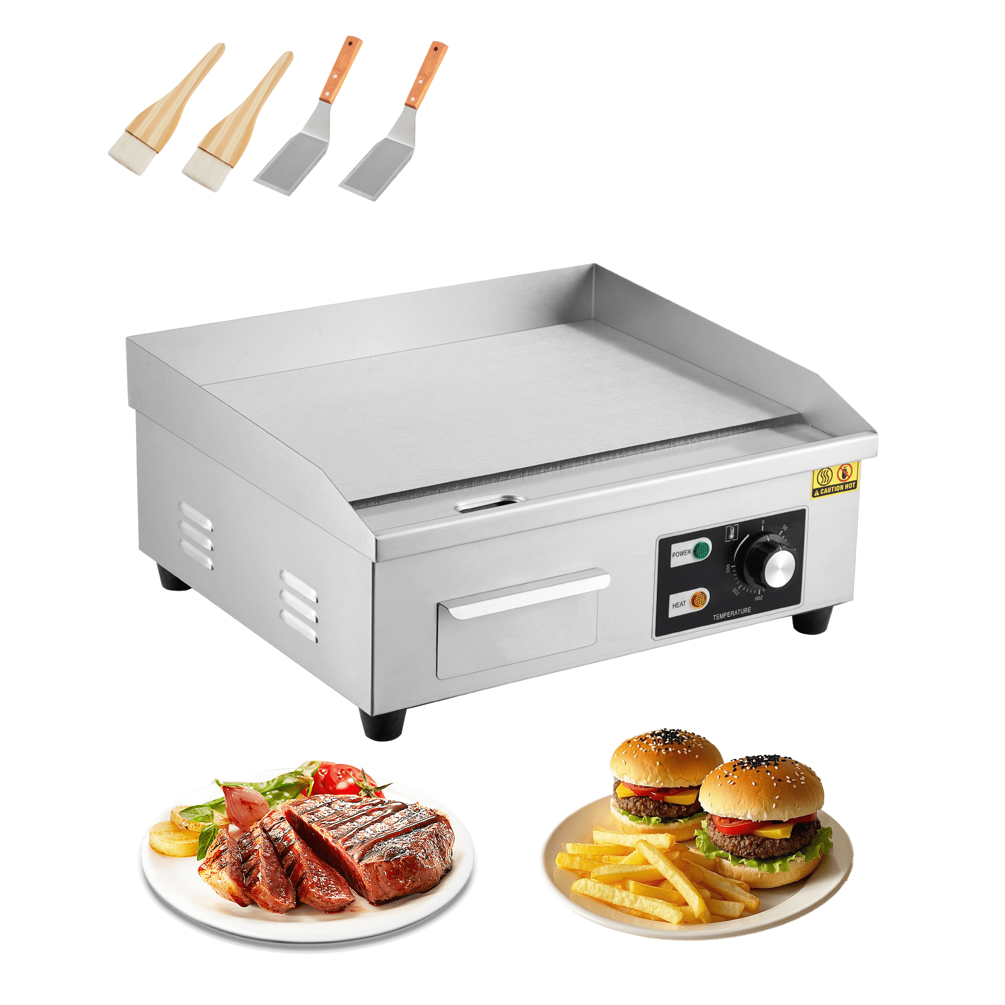 18 Inch Commercial Electric Griddle, 1600W Stainless Steel Flat Top ...
