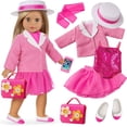 18 Inch Doll Clothes 8-Piece Stylish Pink Outfit Accessories Sets for ...