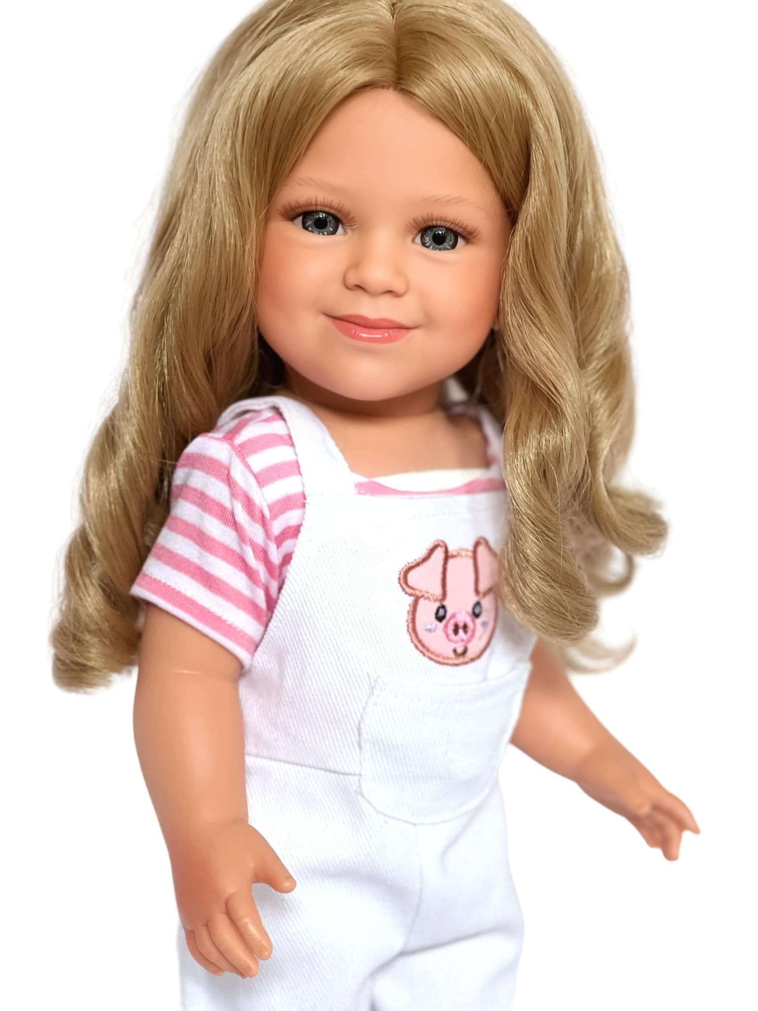 18 Inch Doll Clothes- Denim Overall and Pink Striped Top- Fits 18 Inch ...