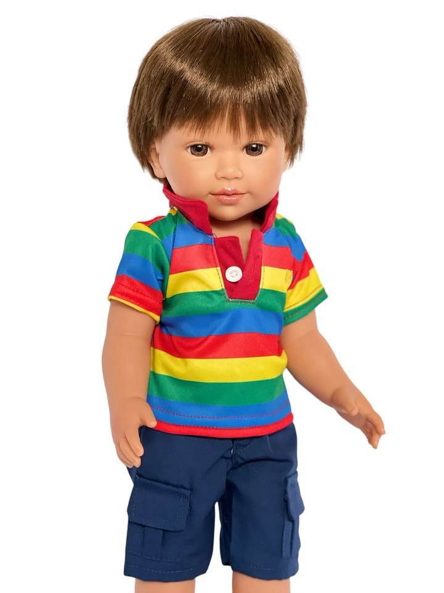 18 Inch Doll Clothes - Striped Primary Colored Top with Denim Capri ...