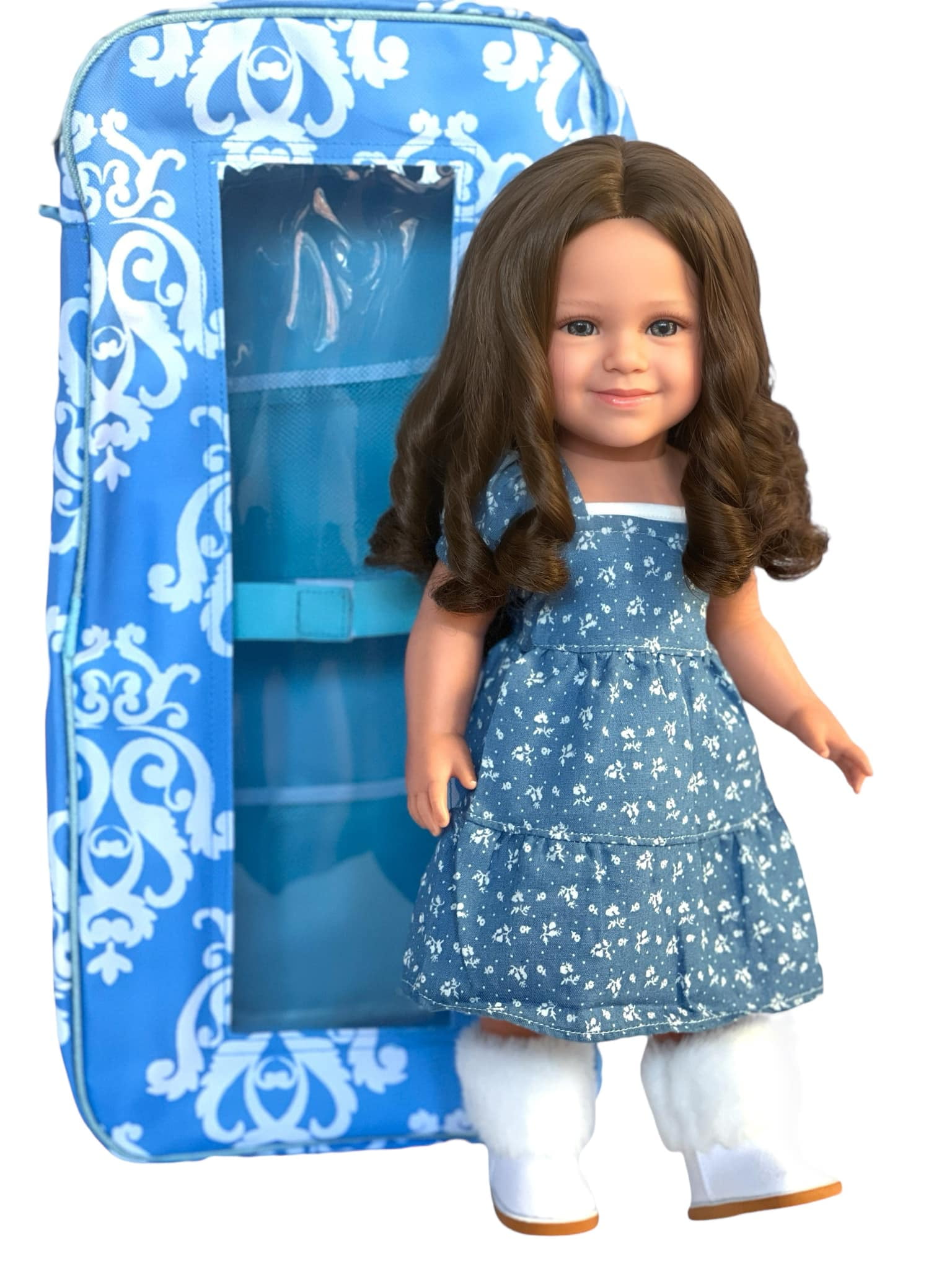 Kennedy and Friends Shelby 18 Inch Doll, Brown Curly Hair, Blue Eyes ...
