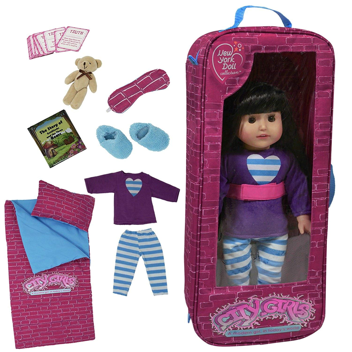 18 Inch Doll Travel Case - Includes Doll Sleepover Set W Ith 9 Doll ...