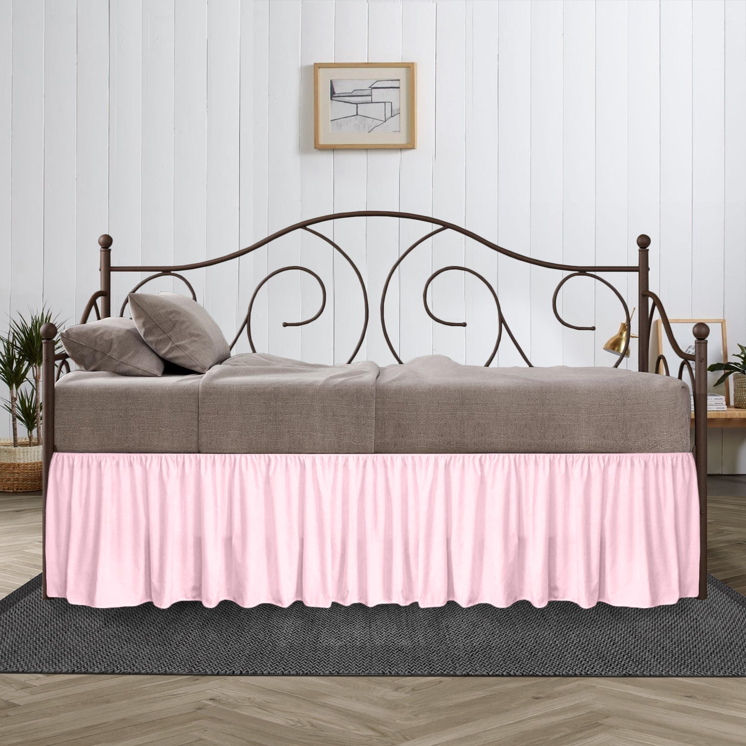 Dee's Collection 18'' Drop Full Size Bed Skirt, Pink, Lightweight ...