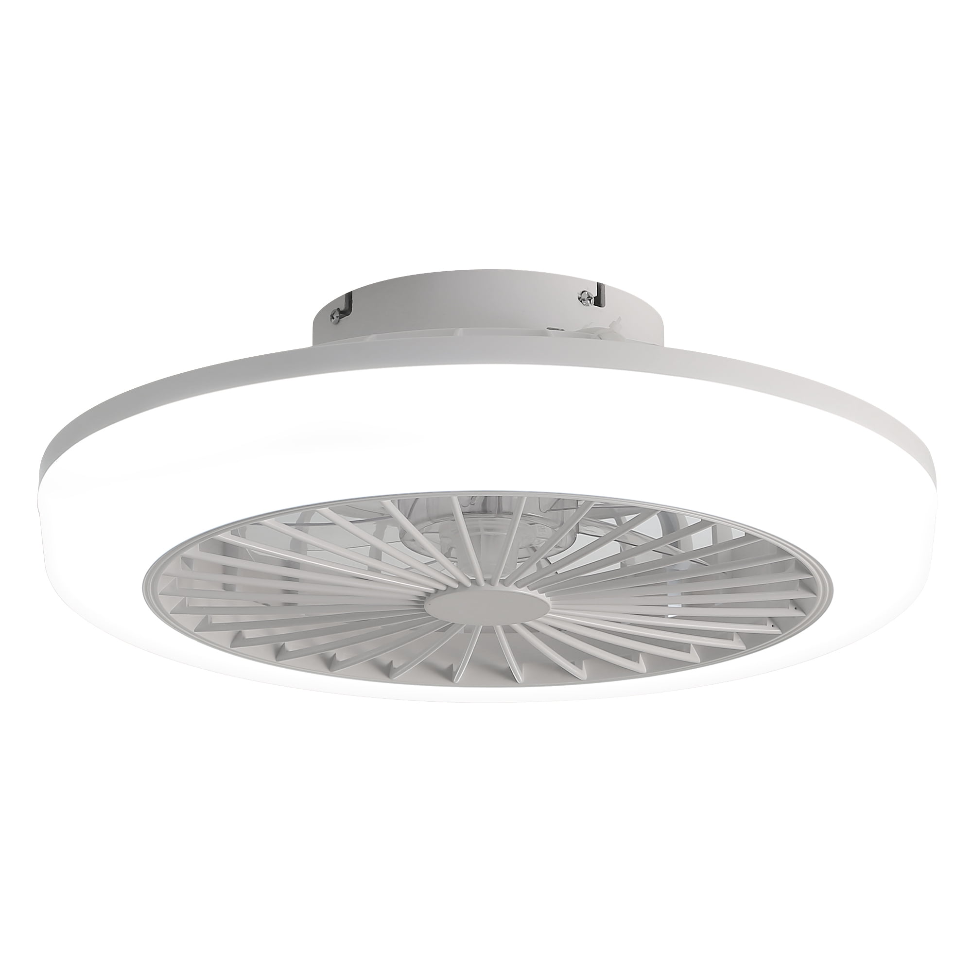 18 Inch Enclosed Ceiling Fan with Light and Remote,Flush Mount ...
