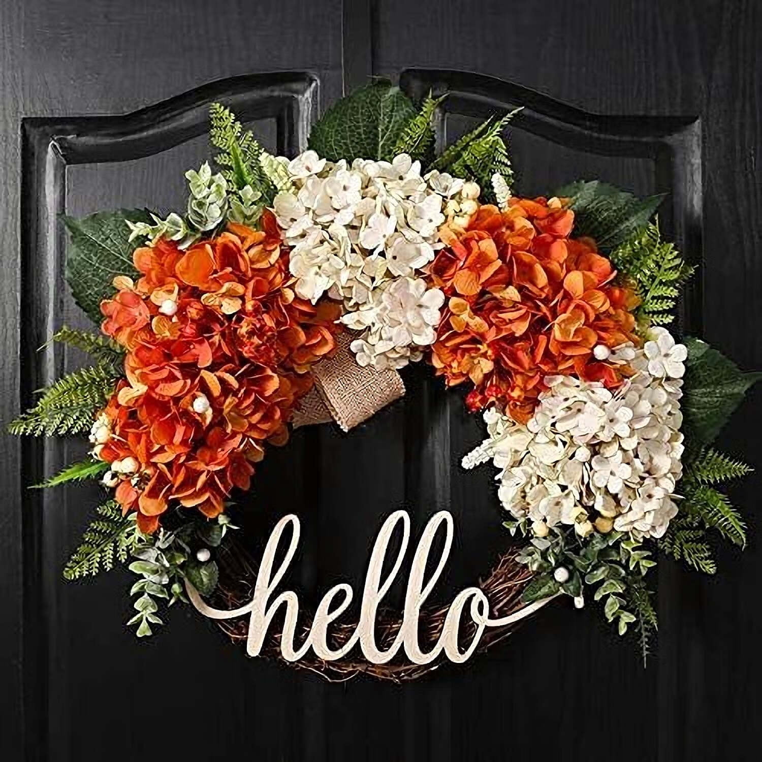 18 Inch Fall Wreath Front Door Hydrangea Wreath Hello Wreath for ...