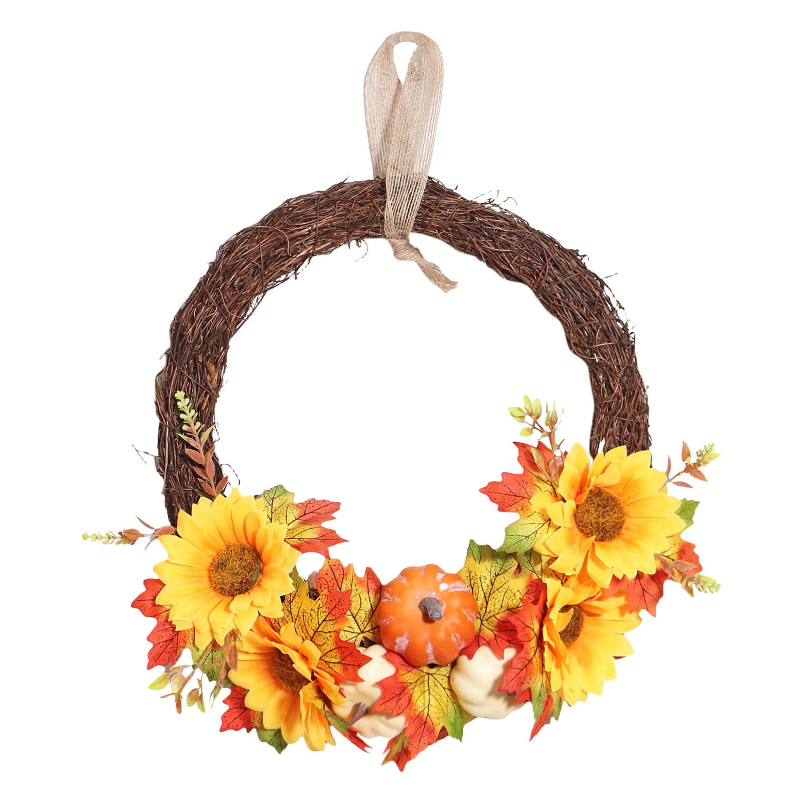 18 Inch Fall Wreath with Pumpkins, Berries & Hydrangeas, Autumn ...