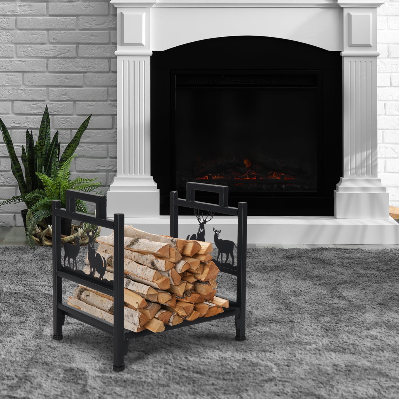 18 Inch Firewood Holder Indoor and Outdoor, Fireplace Wood Storage Log ...