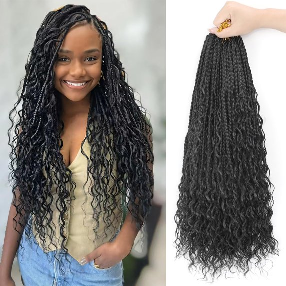 18 Inch Goddess Box Braids Crochet Hair 8 Packs Crochet Box Braids with ...