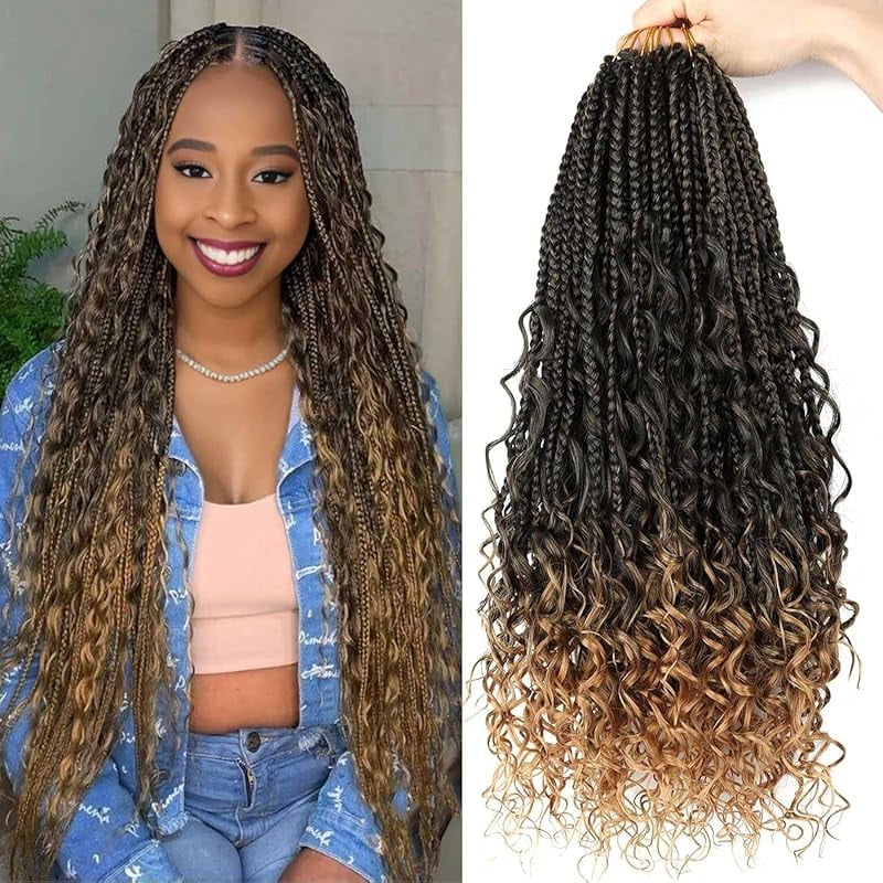 18 Inch Goddess Box Braids Crochet Hair 8 Packs Crochet Hair for Black ...