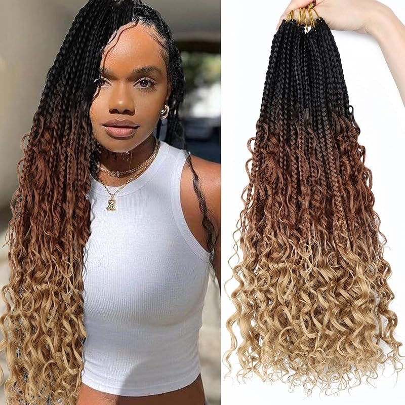 18 Inch Goddess Box Braids Crochet Hair 8 Packs Crochet Hair for Black Women Boho Box Braids ...