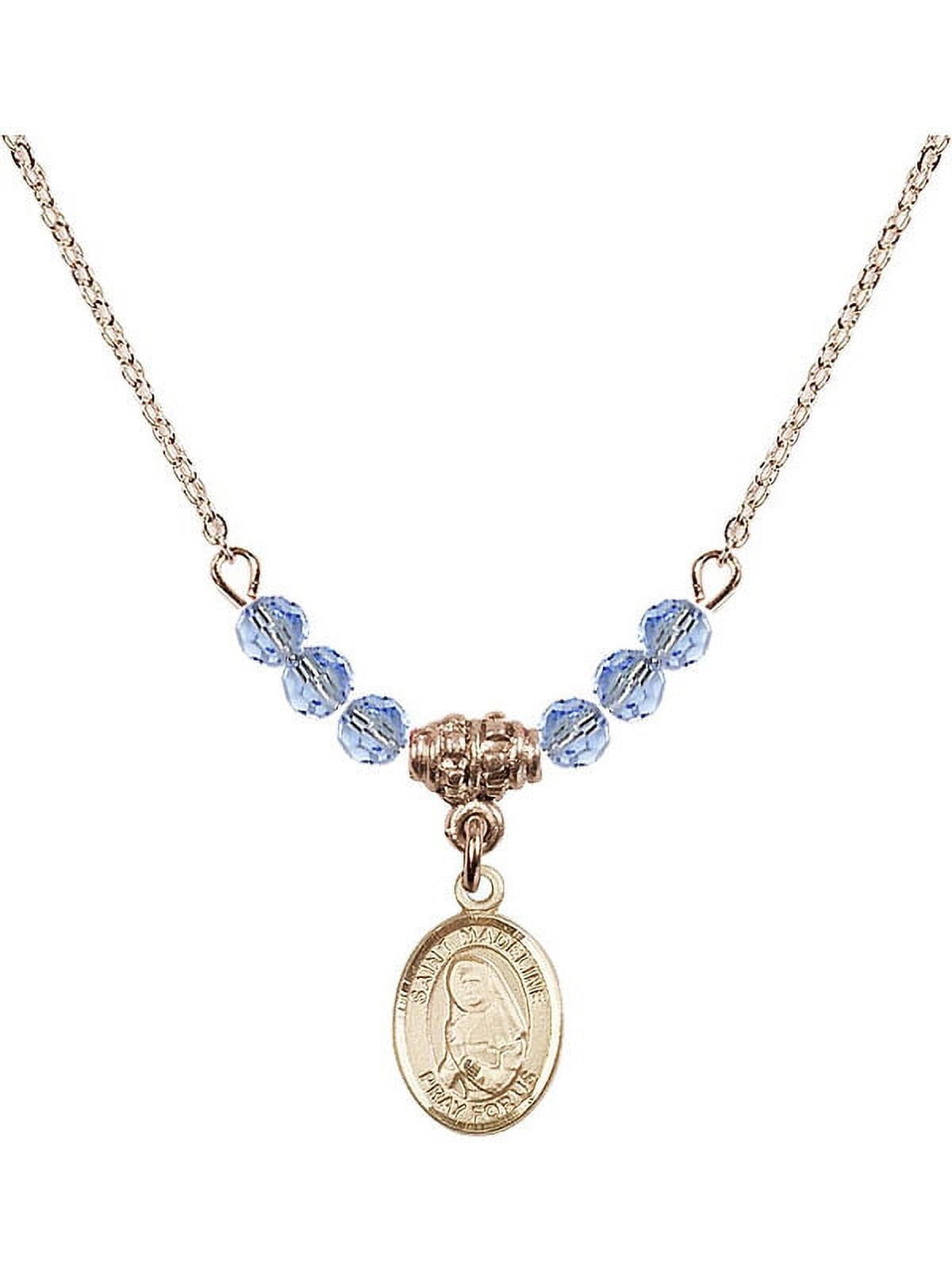 18-Inch Hamilton Gold Plated Necklace w/ 4mm Light Blue September Birth ...