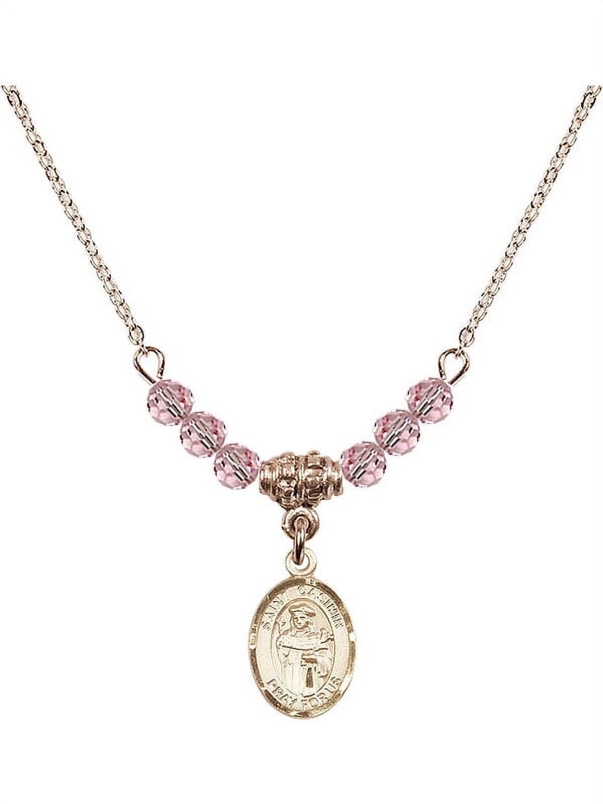 18-Inch Hamilton Gold Plated Necklace w/ 4mm Light Rose Pink October ...
