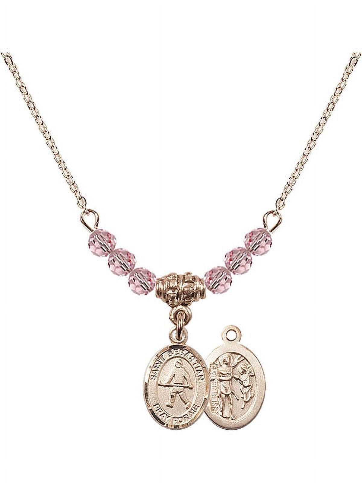 18-Inch Hamilton Gold Plated Necklace w/ 4mm Light Rose Pink October ...